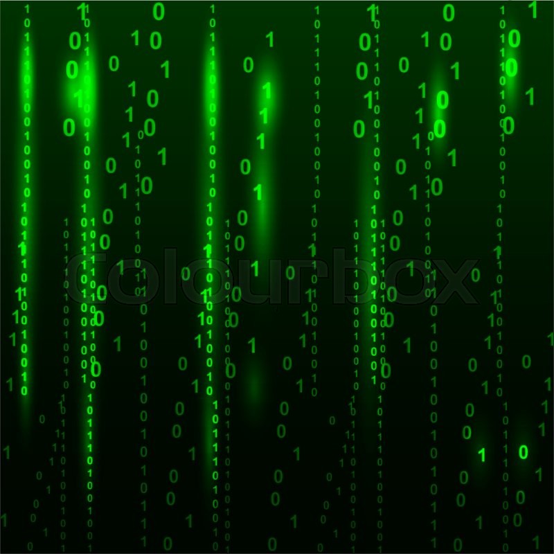 Binary Code Flowing Over A Green Stock Vector Colourbox