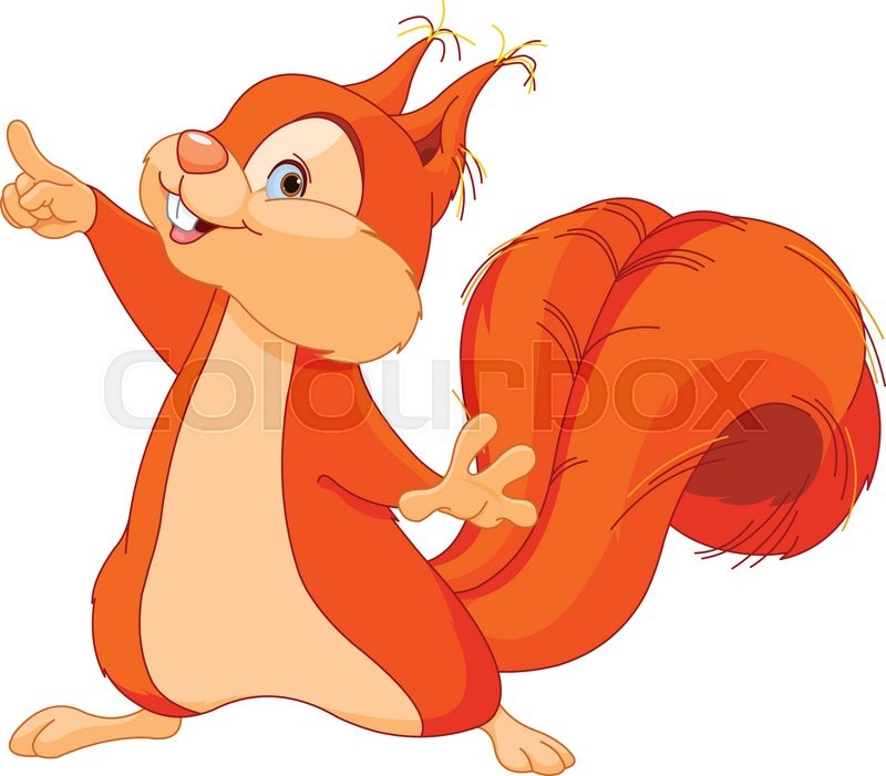 Illustration of cute squirrel pointing ... | Stock vector | Colourbox