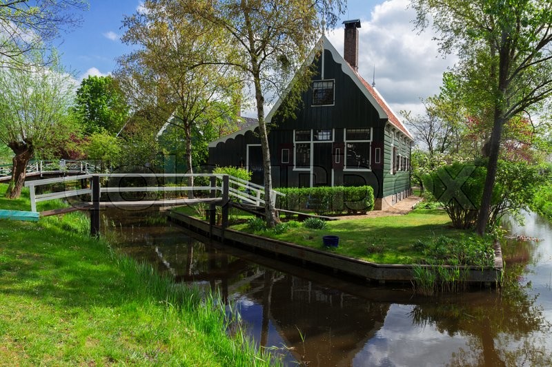 Rural dutch scenery with old house in ... | Stock image | Colourbox