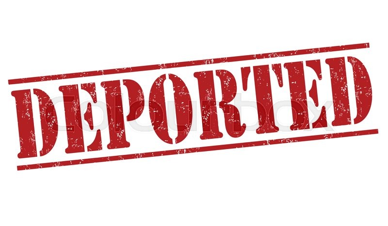 Deported grunge rubber stamp on white ... | Stock vector | Colourbox