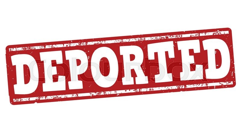 Deported grunge rubber stamp on white ... | Stock vector | Colourbox