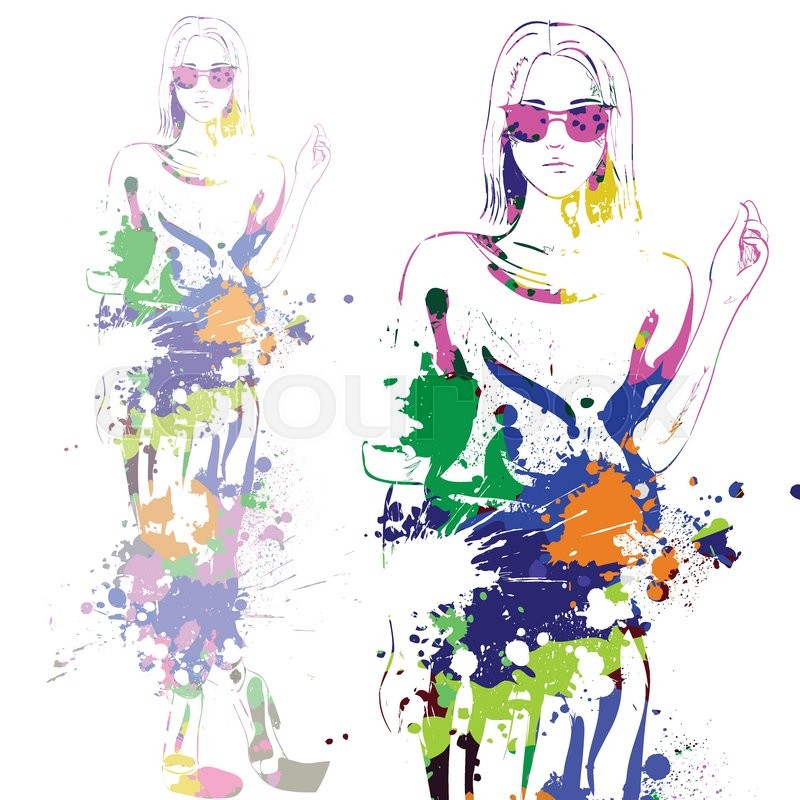 Portrait of fashion look girl. Vector ... | Stock vector | Colourbox