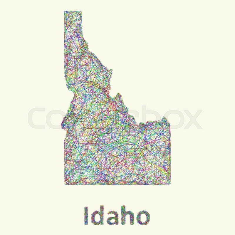 Idaho line art map from colorful ... | Stock vector | Colourbox