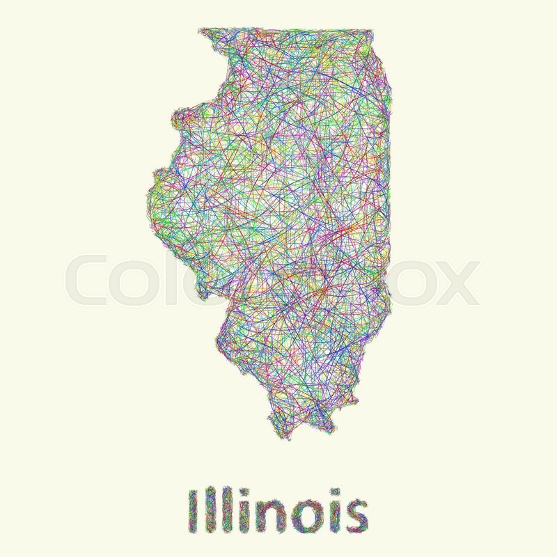 Illinois line art map from colorful ... | Stock vector | Colourbox