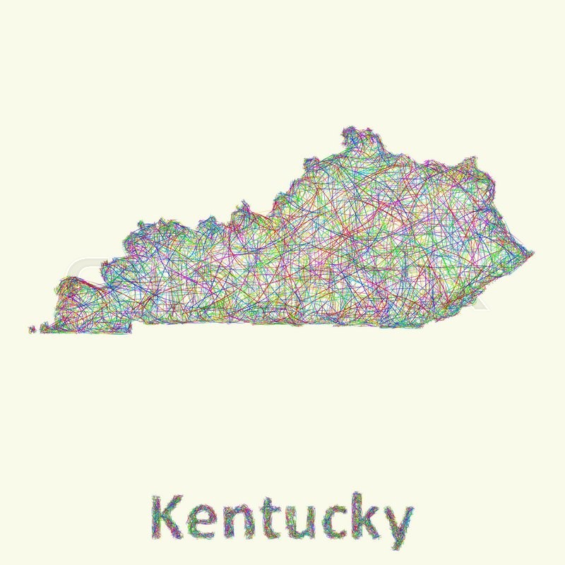 Kentucky line art map from colorful ... | Stock vector | Colourbox