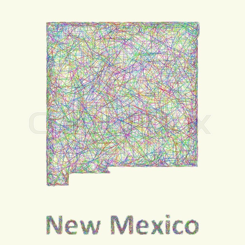 New Mexico line art map from colorful ... | Stock vector | Colourbox