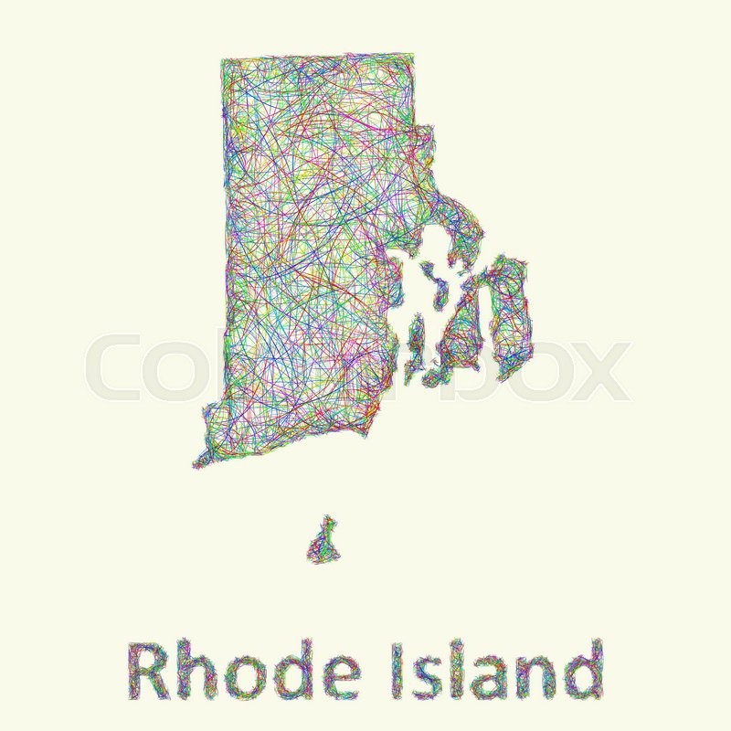 Rhode Island line art map from ... | Stock vector | Colourbox