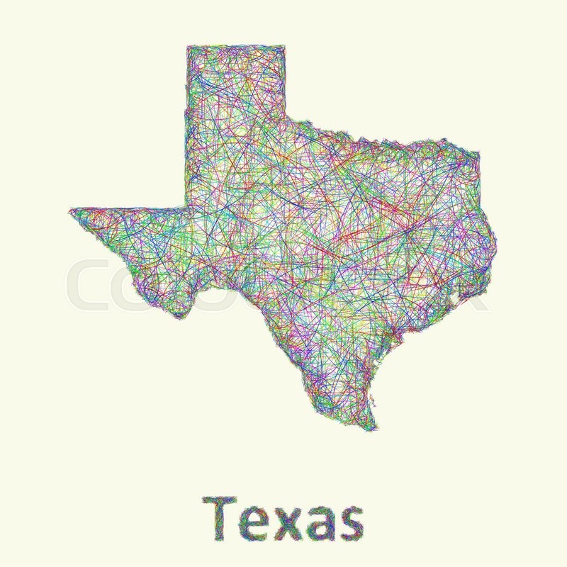 Texas line art map from colorful ... | Stock vector | Colourbox