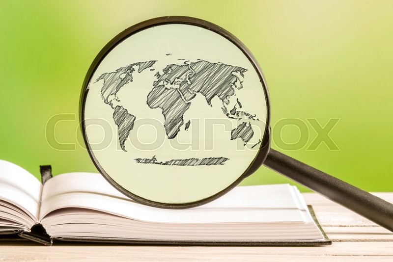 Global world with a pencil drawing of a ... | Stock image | Colourbox