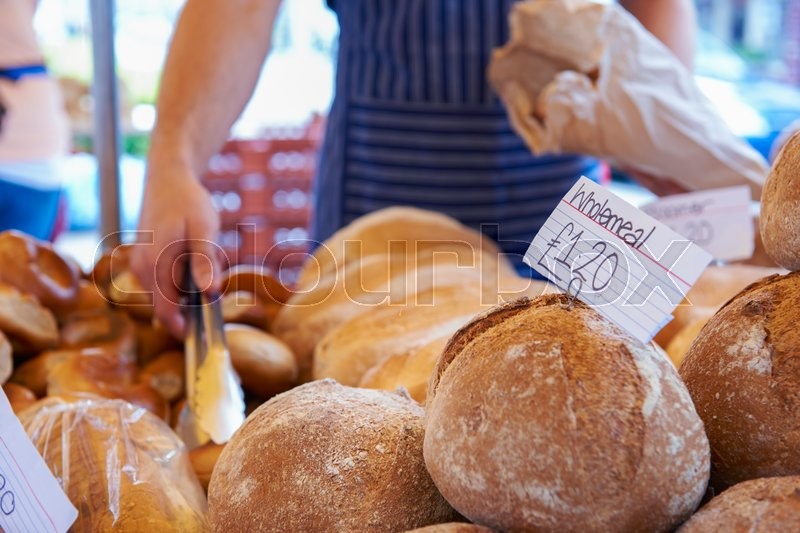 Fresh Bread For Sale On Market Stall | Stock image | Colourbox