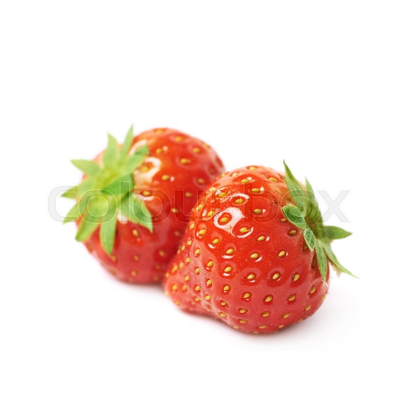 Pair of two ripe red strawberries ... | Stock image | Colourbox