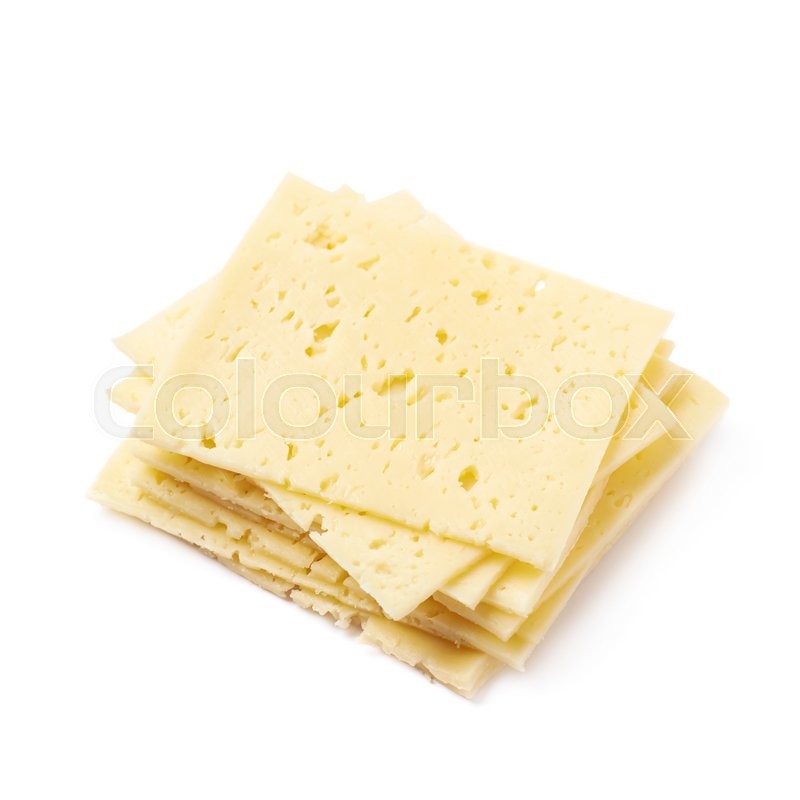 Pile of cheese slices isolated over the ... | Stock image | Colourbox