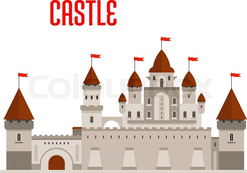 Fantasy royal castle building with ... | Stock vector | Colourbox