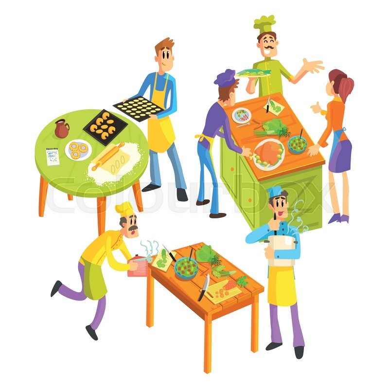 Cooking Illustrations Set In Simple ... | Stock vector | Colourbox