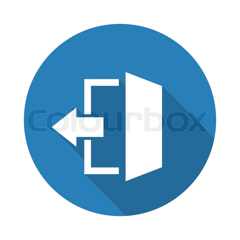 Flat white Exit web icon with long ... | Stock vector | Colourbox