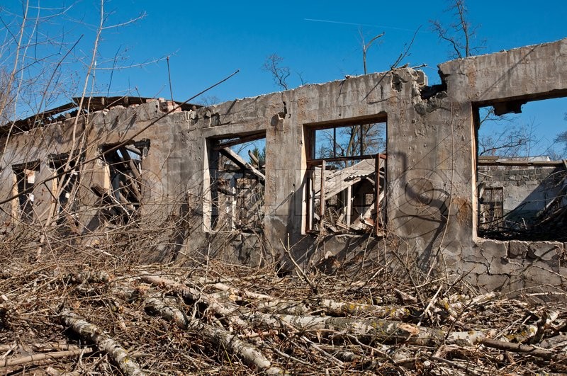 Wall of Destroyed building, concept ... | Stock image | Colourbox