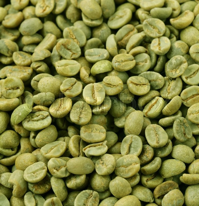 Organic green coffee beans close-up, ... | Stock image | Colourbox