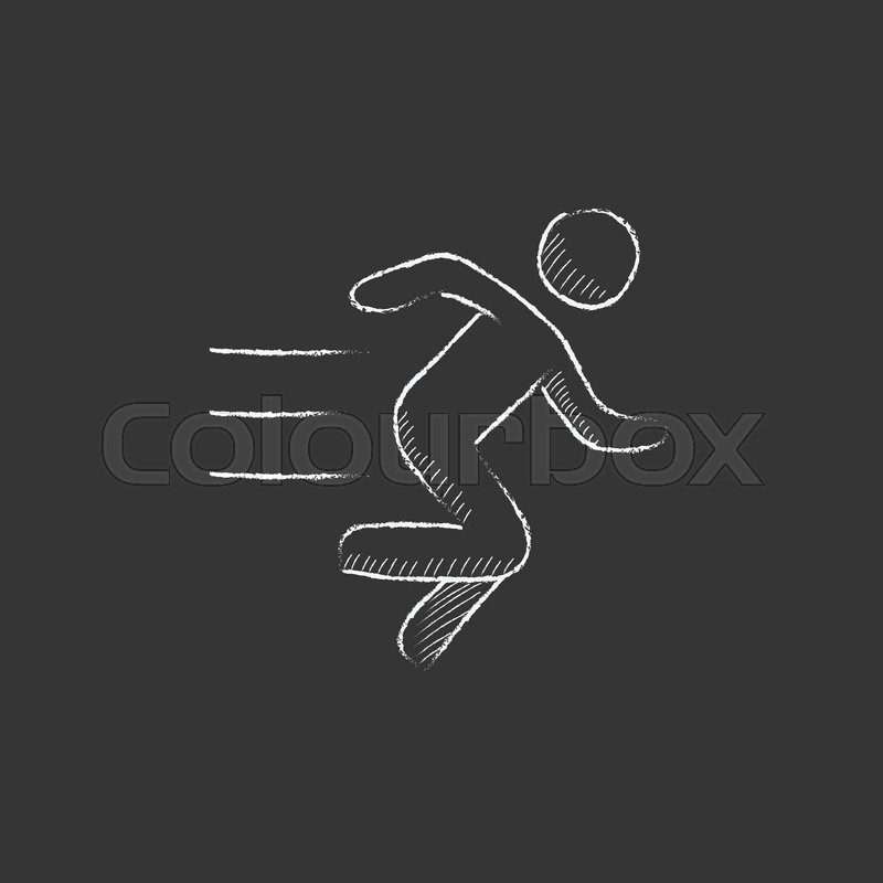 Running man. Hand drawn in chalk ... | Stock vector | Colourbox