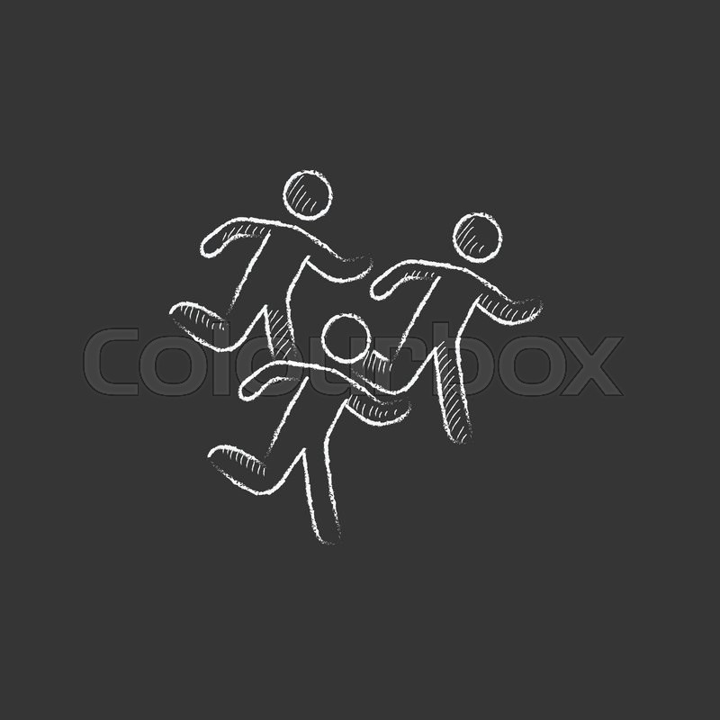 Running men. Hand drawn in chalk ... | Stock vector | Colourbox