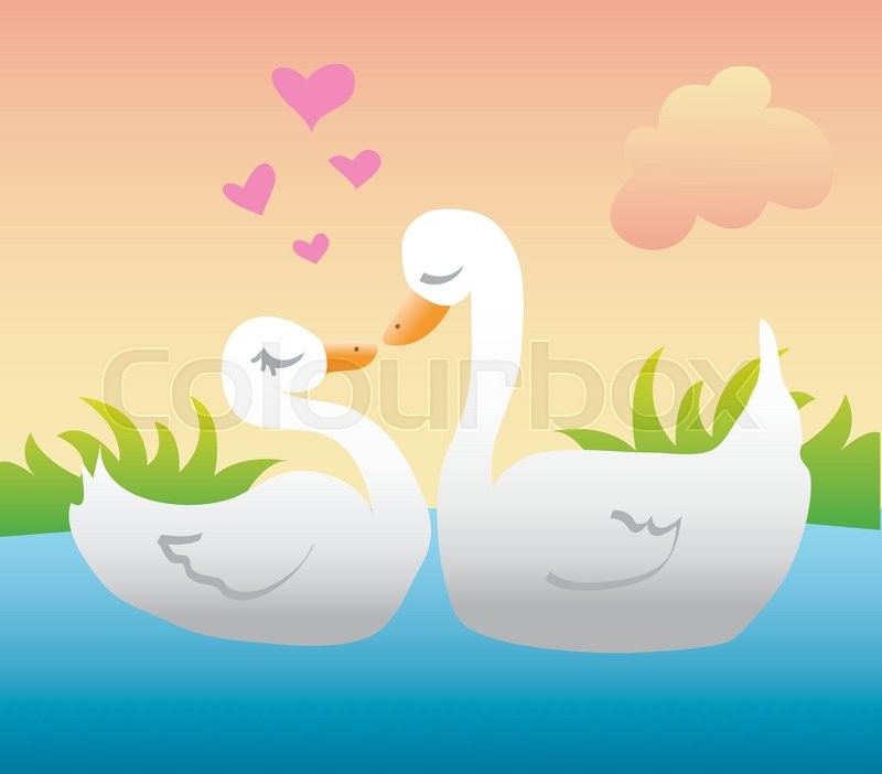 Couple duck falling in love cartoon ... | Stock vector | Colourbox