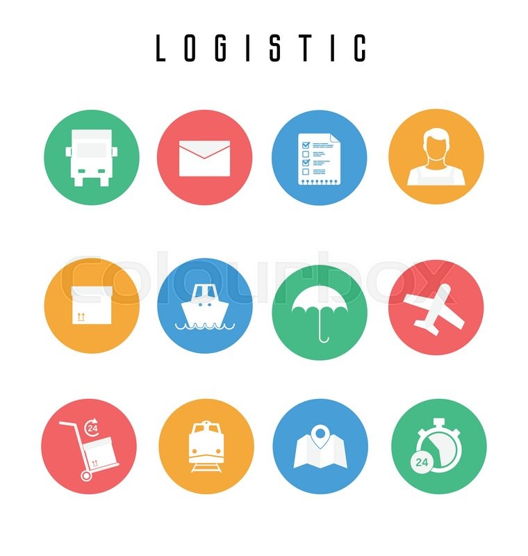 Set of logistic and shipping icons in ... | Stock vector | Colourbox