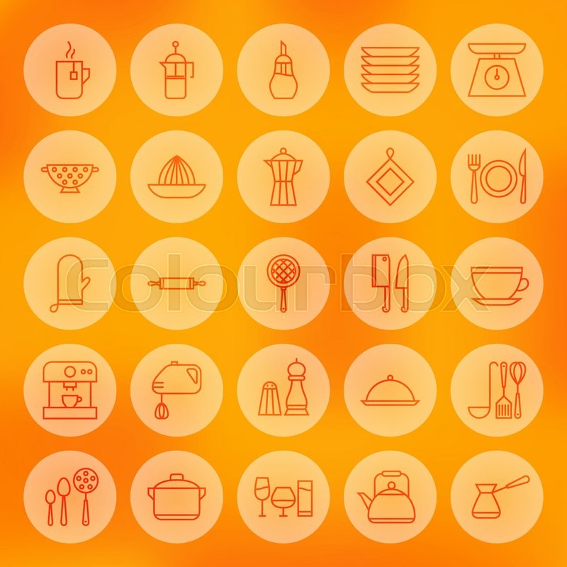 Line Circle Cooking Food and Utensil ... | Stock vector | Colourbox