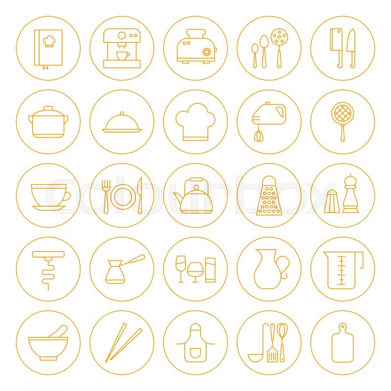 Line Circle Kitchenware and Cooking ... | Stock vector | Colourbox