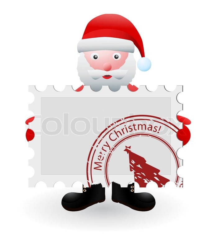 Vector santa with postmark and stamp | Stock vector | Colourbox