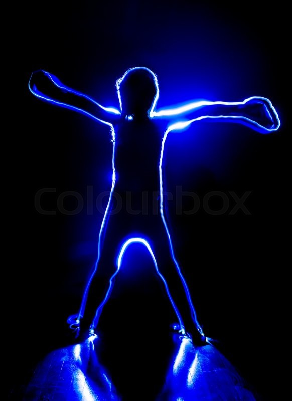 Blue human figure. Speed light ... | Stock Photo | Colourbox