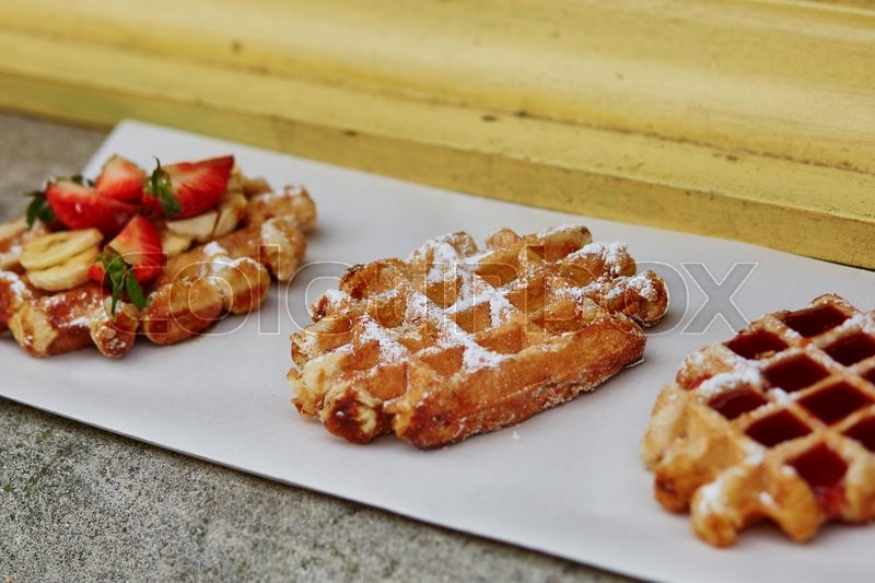 Typical belgian waffle in the street, ... | Stock image | Colourbox