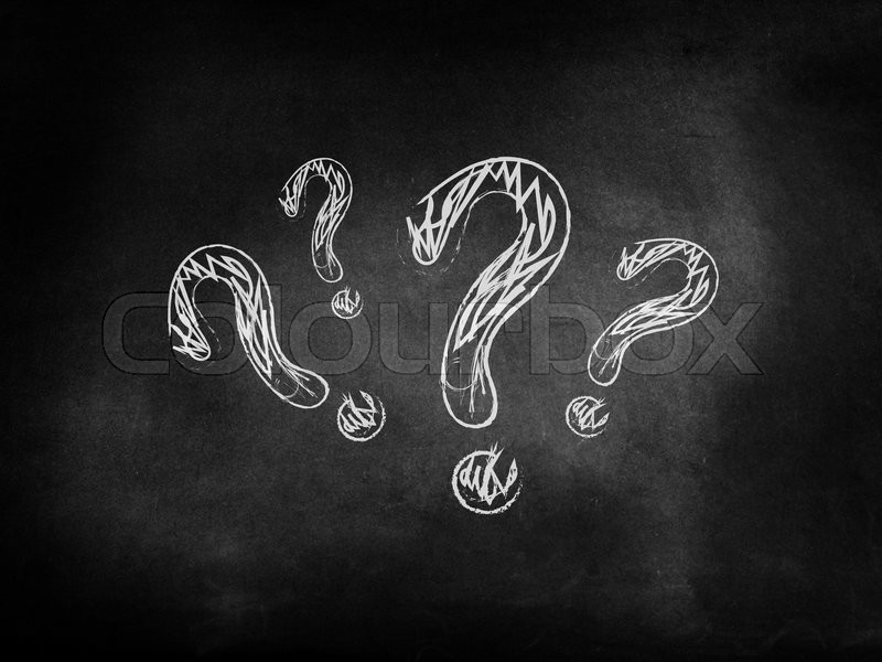 Questions on a blackboard | Stock image | Colourbox