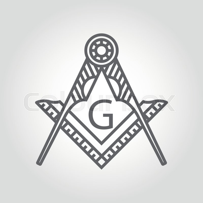 Vector grey masonic freemasonry emblem icon on grey background. Masonic ...