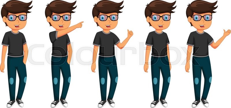 Vector illustration of cute five man ... | Stock vector | Colourbox