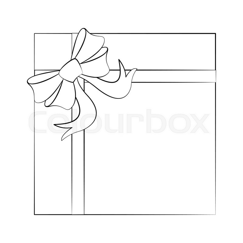 Black outline vector gift box on white ... | Stock vector | Colourbox