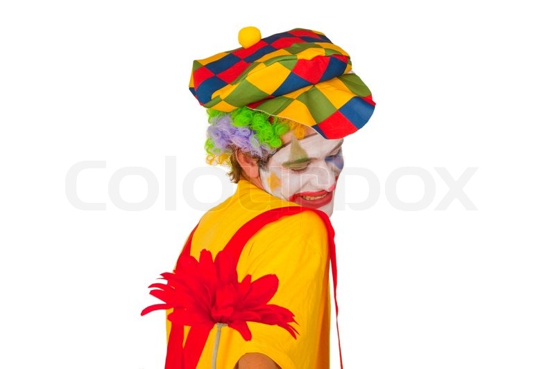 Colorful clown with red flower isolated ... | Stock image | Colourbox