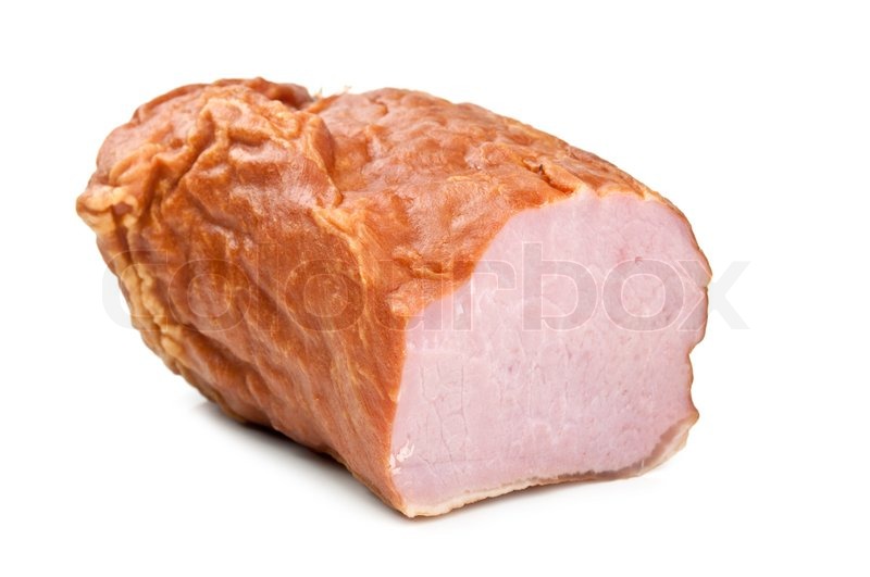 Piece of bacon isolated on a white ... | Stock Photo | Colourbox