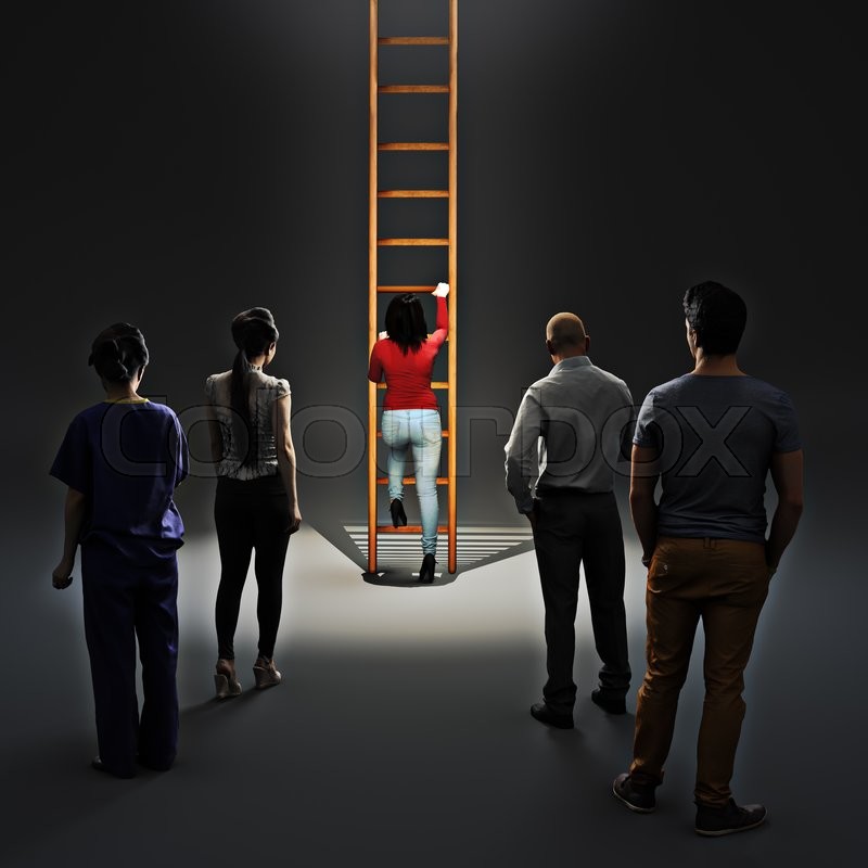 Image of woman climbing career ladder ... | Stock image | Colourbox