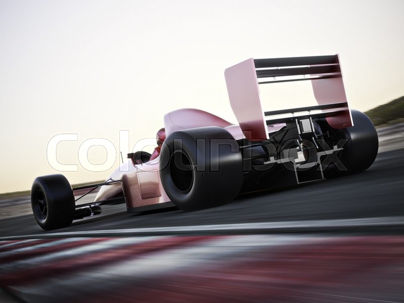 Race car back view speeding down a ... | Stock image | Colourbox