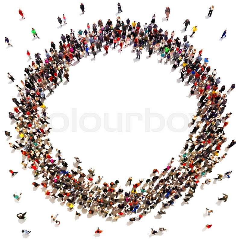Large crowd of people moving toward the ... | Stock image | Colourbox