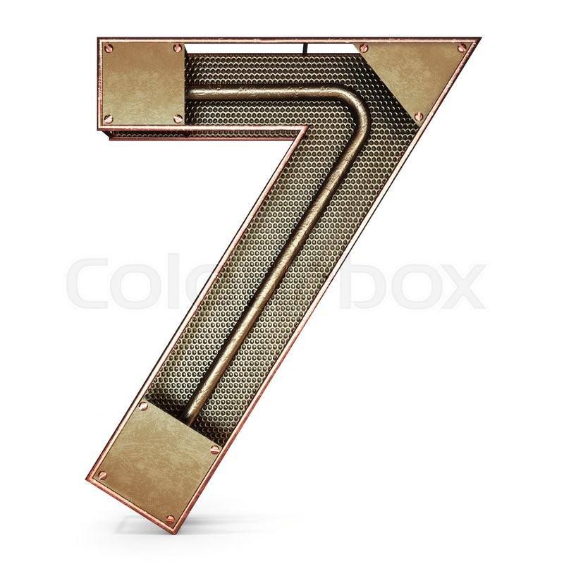 3d number seven 7 symbol with rustic ... | Stock image | Colourbox