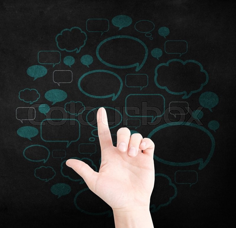 Communication concept with hand and ... | Stock image | Colourbox