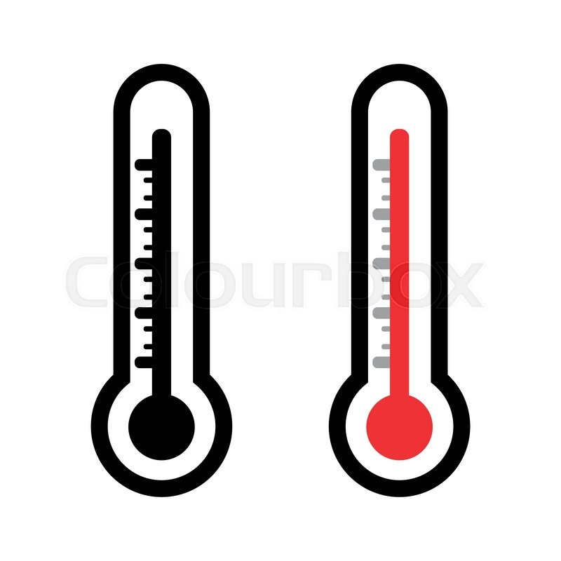 Vector thermometer icons set on white ... | Stock vector | Colourbox