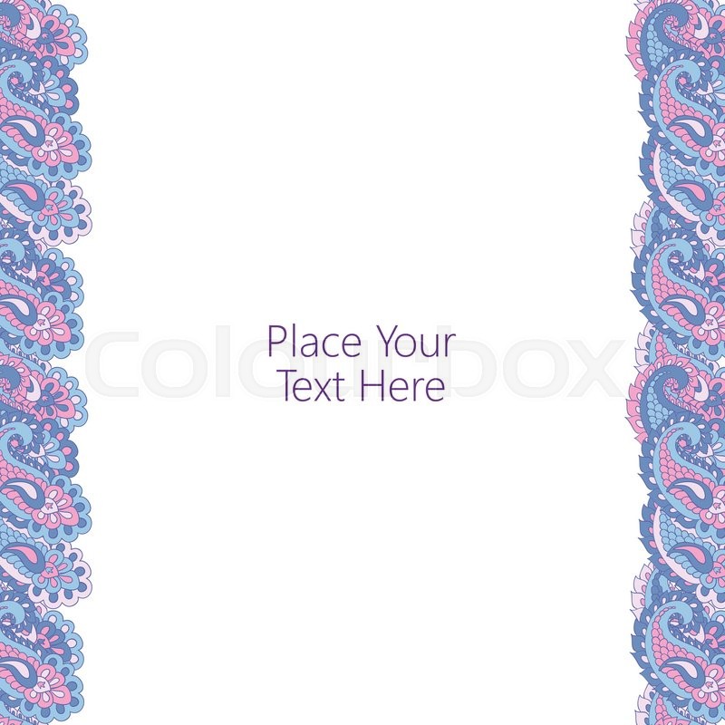 Abstract vertical paisley border with ... | Stock vector | Colourbox