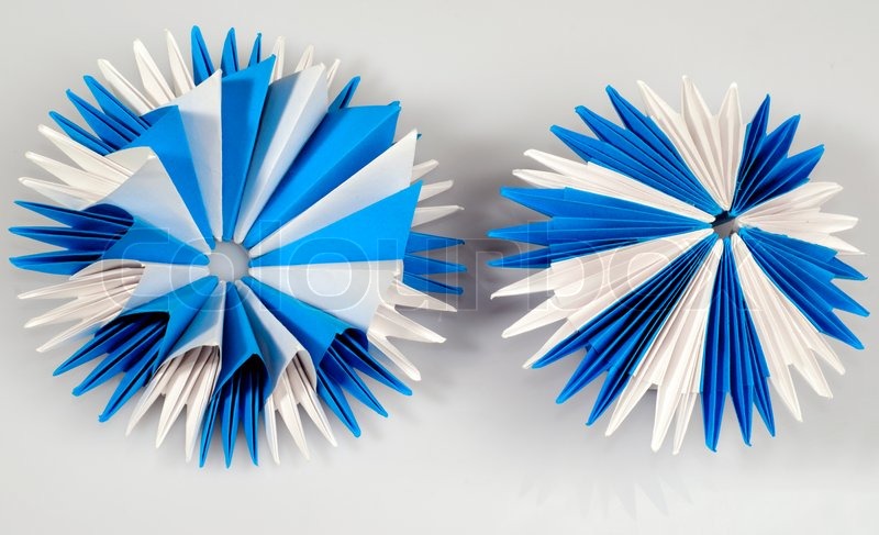 White and blue origami virus or ... | Stock image | Colourbox