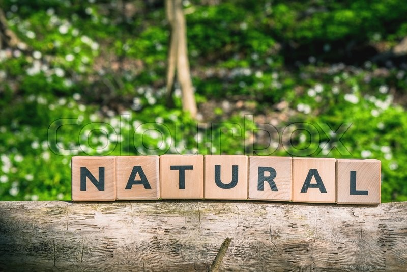 Sign with the word natural in a green ... | Stock image | Colourbox