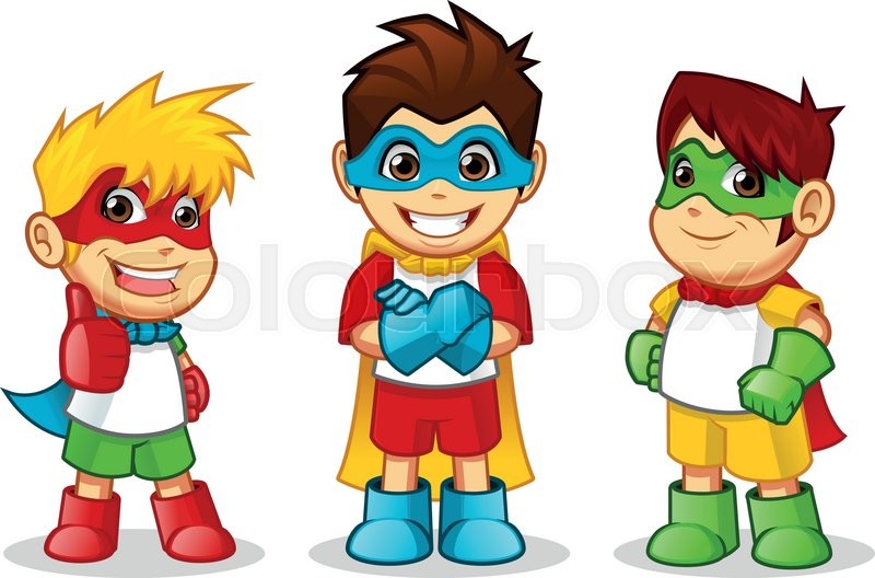 High quality kid super heroes cartoon ... | Stock vector | Colourbox