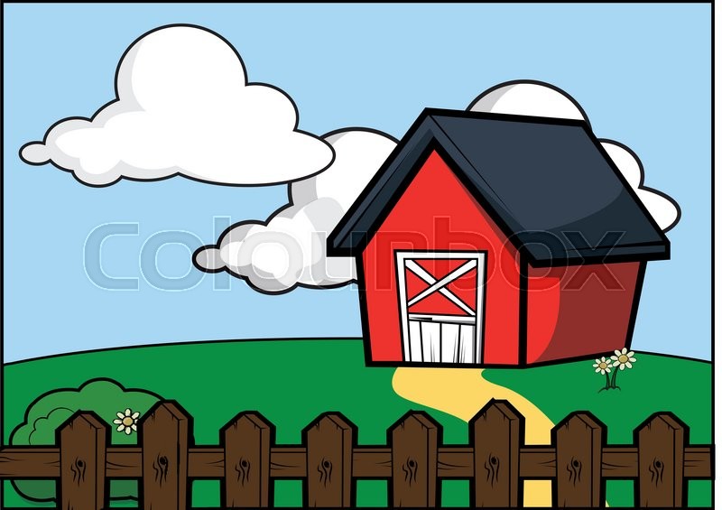 Cartoon Old Farmhouse
