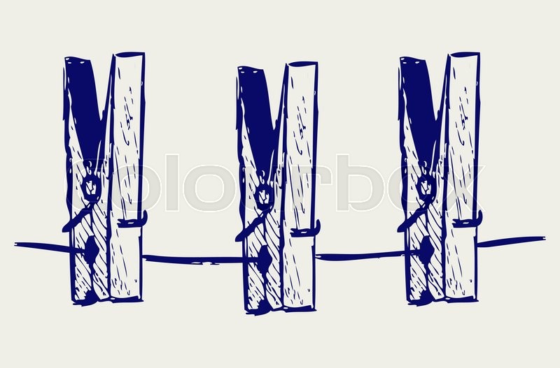 Clothespins on rope. Doodle style | Stock vector | Colourbox