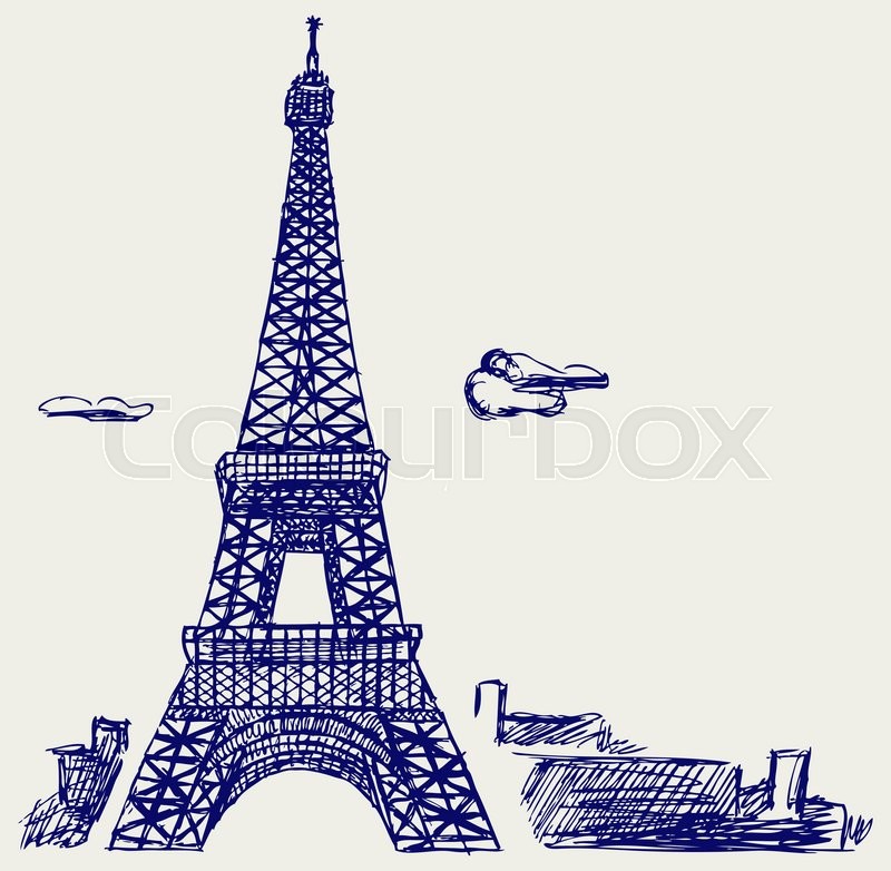 Eiffel Tower in Paris. Doodle style | Stock vector | Colourbox