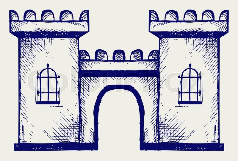 Ancient fortress. Doodle style | Stock vector | Colourbox